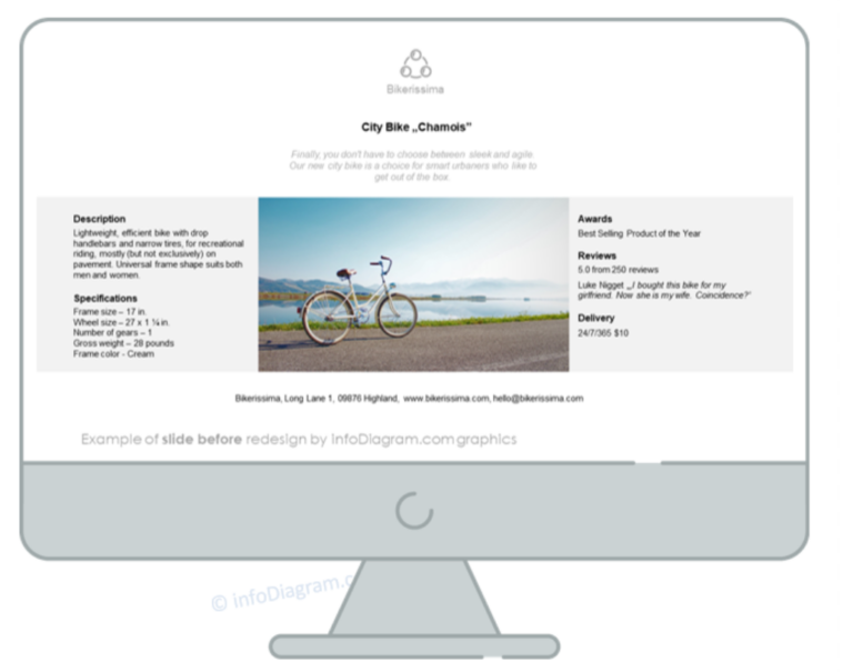 Slide Redesign: Physical Product One-Pager Leaflet made in PowerPoint